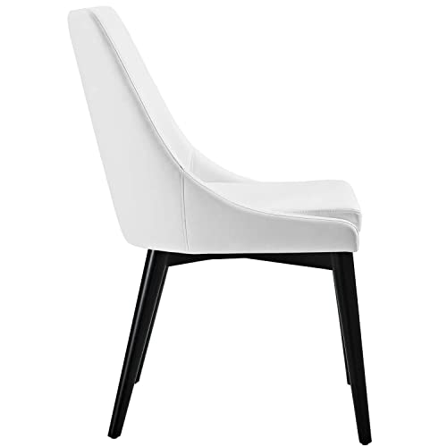 Modway Viscount Mid-Century Modern Faux Leather Upholstered Two Dining Chairs in White