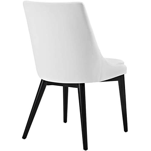 Modway Viscount Mid-Century Modern Faux Leather Upholstered Two Dining Chairs in White