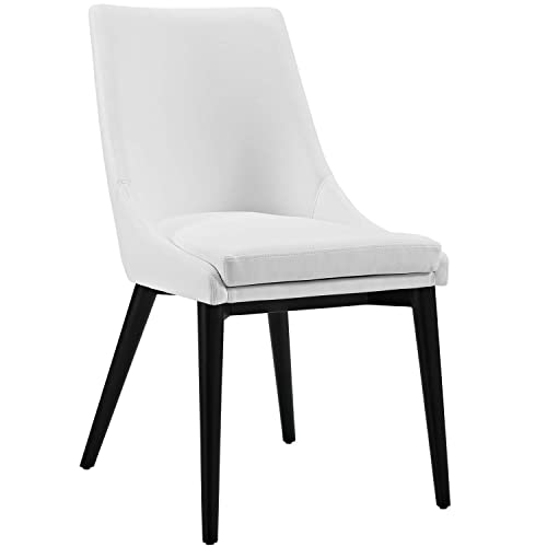 Modway Viscount Mid-Century Modern Faux Leather Upholstered Two Dining Chairs in White