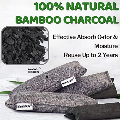 Marsheepy 12 Pack Charcoal Shoe Deodorizer Bags, Bamboo Charcoal Air Purifying bags, Odor Absorber, Odor Eliminator for shoes, Home, Closet, Pet