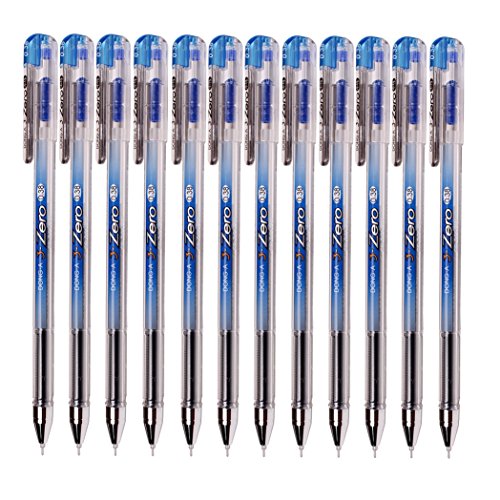 12pcs Ultra Fine Tip Rollerball Pen Set 0.38mm Non Bleed Fine Point Gel Ink Pen for Exam,Bible Journaling,Notetaking,Sketching, Smooth and Anti Skip,Blue Ink