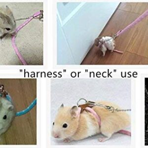 Hypeety Hamster Training Lead Leash Nylon for Hamster Rat Squirrel Gerbil Pet Cage Playhouse Leashes Band Finder Collar Bell (Blue)