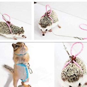 Hypeety Hamster Training Lead Leash Nylon for Hamster Rat Squirrel Gerbil Pet Cage Playhouse Leashes Band Finder Collar Bell (Blue)