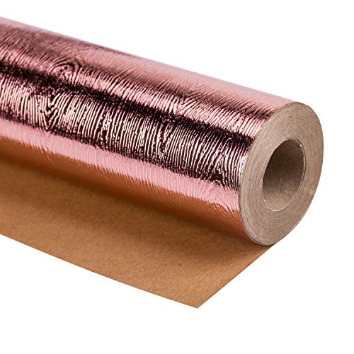 WRAPAHOLIC Wrapping Paper Roll - Basics Glossy Rose Gold for Birthday, Holiday, Wedding, Baby Shower Wrap - 30 inch x 16.5 feet