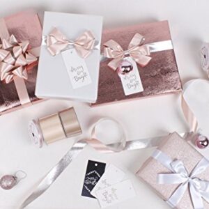 WRAPAHOLIC Wrapping Paper Roll - Basics Glossy Rose Gold for Birthday, Holiday, Wedding, Baby Shower Wrap - 30 inch x 16.5 feet