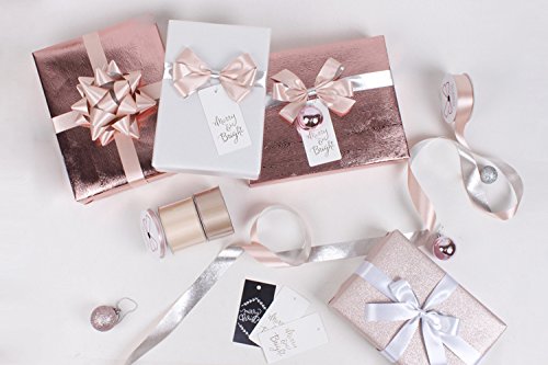 WRAPAHOLIC Wrapping Paper Roll - Basics Glossy Rose Gold for Birthday, Holiday, Wedding, Baby Shower Wrap - 30 inch x 16.5 feet