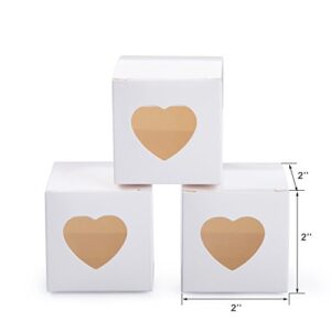 AWELL Mini Size White Gift Boxes 2x2x2 inch with Clear Plastic Window for Candy Treat Gift Wrap Box Party Favor 50pc by MOWO