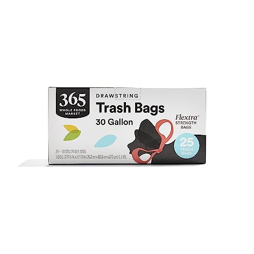 365 by Whole Foods Market, Flexible Drawstring Trash Bags 30GL, 25 Count