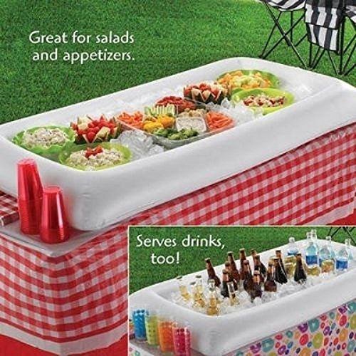 2 Packs Inflatable Pool Table Serving Bar - Large Buffet Tray Server with Drain Plug - Keep Your Salads & Beverages Ice Cold - for Parties Indoor & Outdoor Use