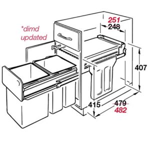 Hafele Trash Can Pull Out - Hailo Easy Cargo 30, 2 x 4 Gallons Capacity, 88 lbs Weight Capacity