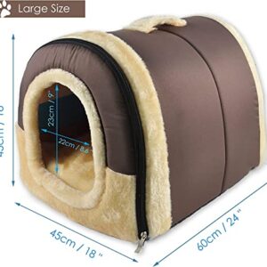 ANPPEX Indoor Dog House, Large Dog Cave Bed, Outdoor Cat House Insulated Igloo Dog House Covered Dog Bed