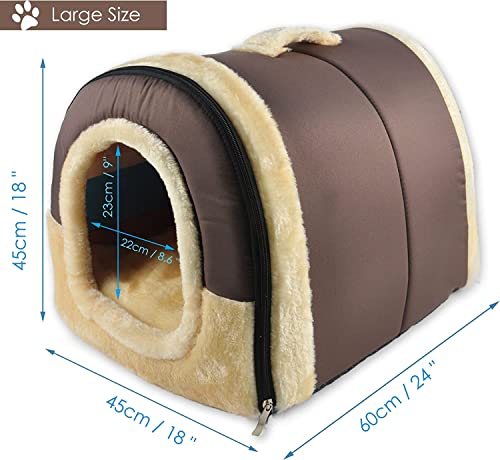 ANPPEX Indoor Dog House, Large Dog Cave Bed, Outdoor Cat House Insulated Igloo Dog House Covered Dog Bed