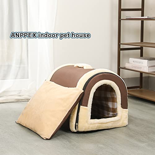 ANPPEX Indoor Dog House, Large Dog Cave Bed, Outdoor Cat House Insulated Igloo Dog House Covered Dog Bed