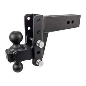 bulletproof hitches 3.0" adjustable extreme duty (36,000lb rating) 4" drop/rise trailer hitch with 2" and 2 5/16" dual ball (black textured powder coat, solid steel)