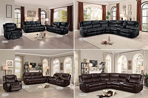 Homelegance 88" Manual Double Reclining Sofa, Black