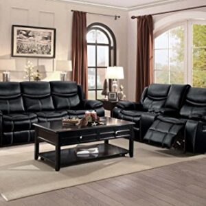 Homelegance 88" Manual Double Reclining Sofa, Black