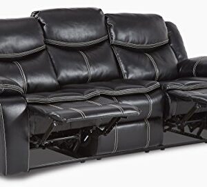 Homelegance 88" Manual Double Reclining Sofa, Black