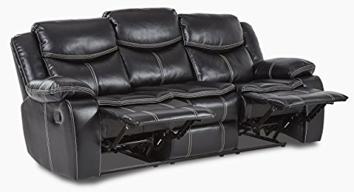 Homelegance 88" Manual Double Reclining Sofa, Black