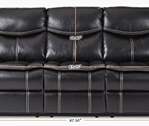 Homelegance 88" Manual Double Reclining Sofa, Black