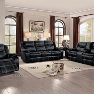 Homelegance 88" Manual Double Reclining Sofa, Black