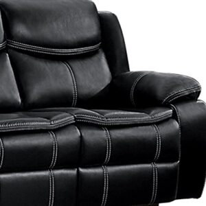 Homelegance 88" Manual Double Reclining Sofa, Black