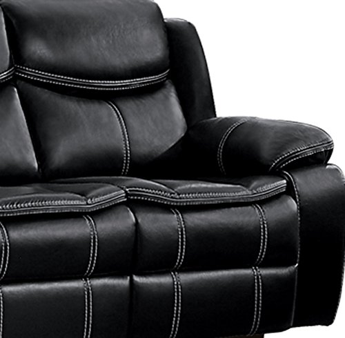 Homelegance 88" Manual Double Reclining Sofa, Black