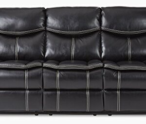 Homelegance 88" Manual Double Reclining Sofa, Black