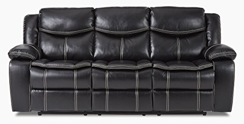 Homelegance 88" Manual Double Reclining Sofa, Black