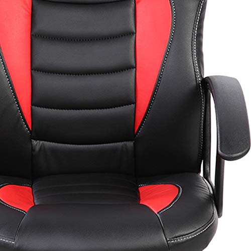 Techni Mobili Kid's Gaming and Student Racer Chair with Wheels, Red 22D x 21.25W x 35.25H in