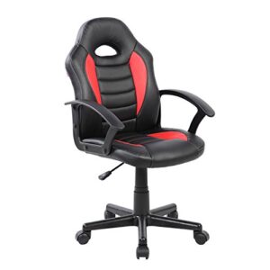 techni mobili kid's gaming and student racer chair with wheels, red 22d x 21.25w x 35.25h in