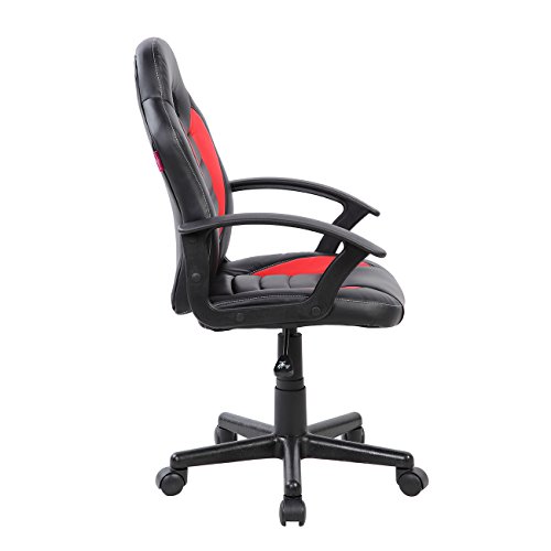 Techni Mobili Kid's Gaming and Student Racer Chair with Wheels, Red 22D x 21.25W x 35.25H in