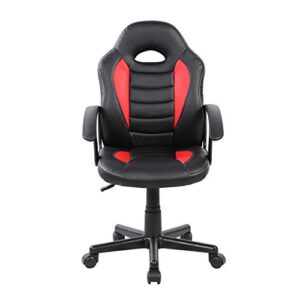 Techni Mobili Kid's Gaming and Student Racer Chair with Wheels, Red 22D x 21.25W x 35.25H in