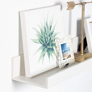 Kate and Laurel Levie 6 Inch Deep Wood Floating Wall Shelf Picture Frame Holder Ledge, 24 Inches, White