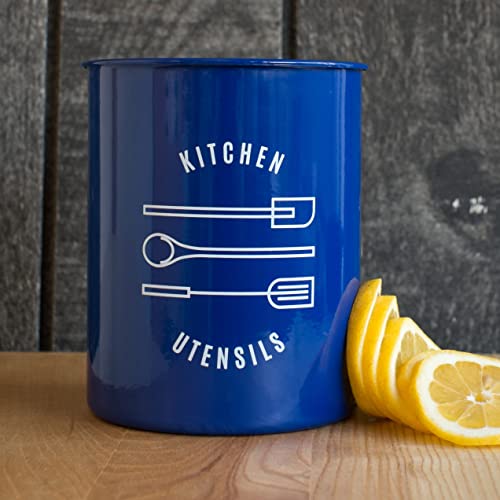 Now Designs Powder-Coated Steel Utensil Crock, Navy