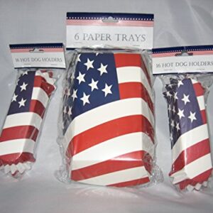 American Flag Paper Food Trays and Hot Dog Holders Bundle