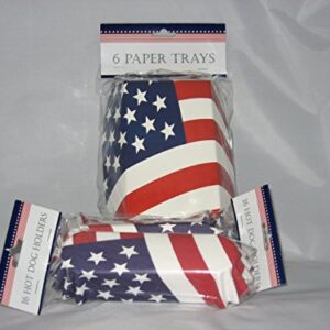 American Flag Paper Food Trays and Hot Dog Holders Bundle