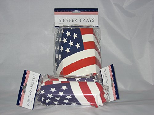 American Flag Paper Food Trays and Hot Dog Holders Bundle