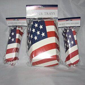 American Flag Paper Food Trays and Hot Dog Holders Bundle