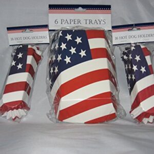 American Flag Paper Food Trays and Hot Dog Holders Bundle