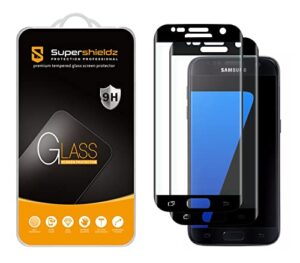 supershieldz (2 pack) designed for samsung galaxy s7 tempered glass screen protector, (full screen coverage) anti scratch, bubble free (black)