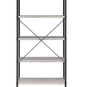 Coaster Furniture Analiese Rustic Industrial 4 Shelf Bookcase Bookshelf Etagere Composite Wood Shelves Metal Frame Gray Driftwood Black 801546