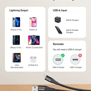 Anker 551 USB-A to Lightning Cable (10ft), MFi Certified iPhone Cable for Flawless Compatibility with iPhone iPhone 13 13 Pro 12 Pro Max 12 11 X XS XR 8 Plus and More(Black)