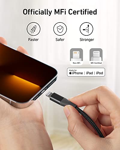 Anker 551 USB-A to Lightning Cable (10ft), MFi Certified iPhone Cable for Flawless Compatibility with iPhone iPhone 13 13 Pro 12 Pro Max 12 11 X XS XR 8 Plus and More(Black)