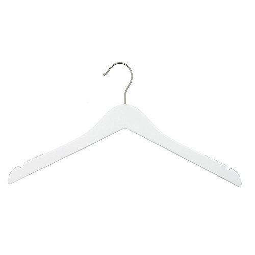 NAHANCO 20117HU Wooden Shirt Hanger in Low Gloss White Finish for Home Use - 17" (Pack of 25)