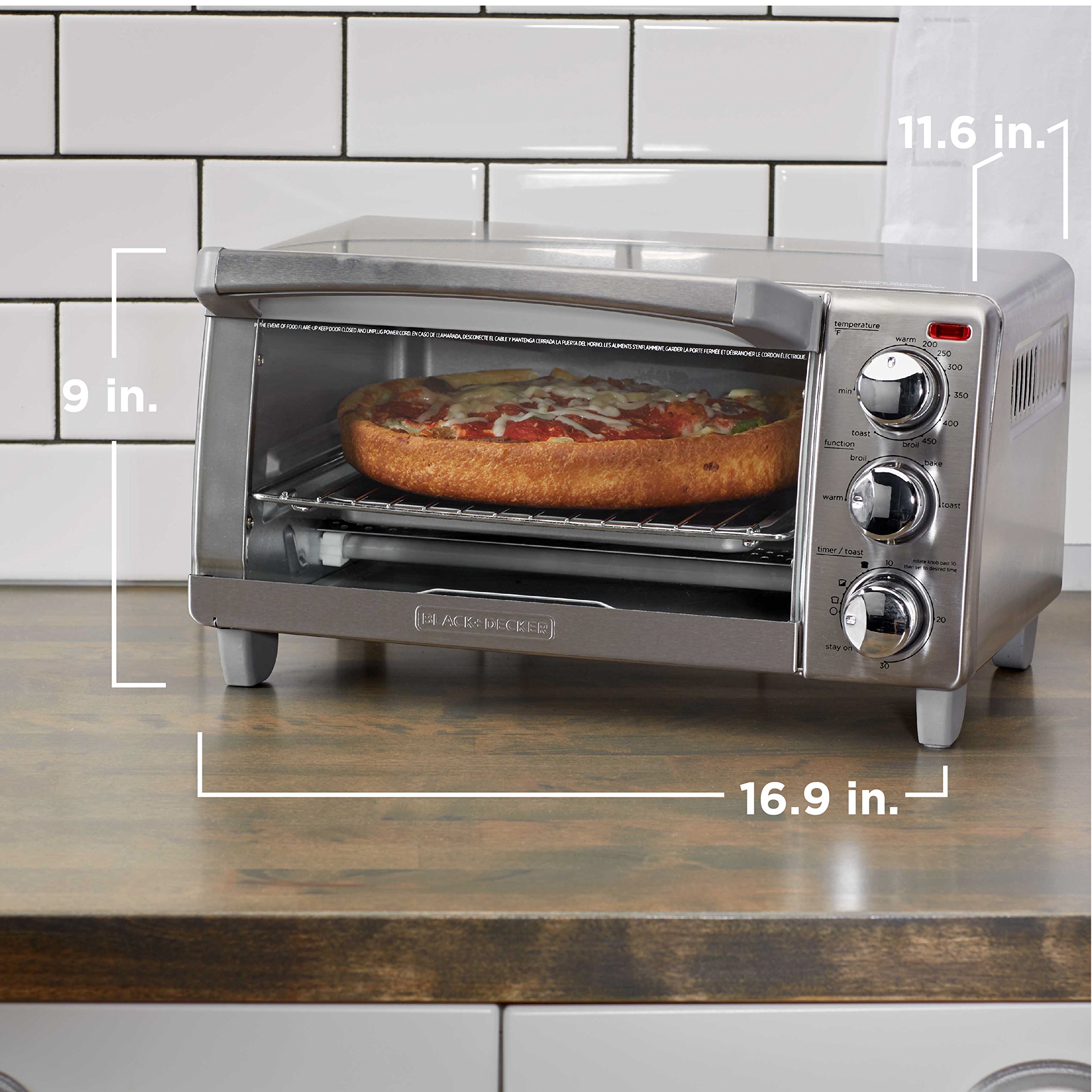 BLACK+DECKER 4-Slice Toaster Oven with Natural Convection, Stainless Steel, TO1760SS