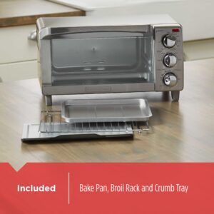 BLACK+DECKER 4-Slice Toaster Oven with Natural Convection, Stainless Steel, TO1760SS