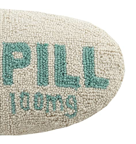 Peking Handicraft Chill Pill Hook Cotton Pillow, 16 inchesx9 inches, Turquoise