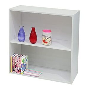 Pilaster Designs Contemporary White Wood Darrin 2 Tier Open Shelf Bookcase Storage Organizer