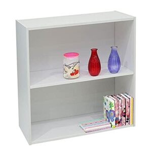 Pilaster Designs Contemporary White Wood Darrin 2 Tier Open Shelf Bookcase Storage Organizer