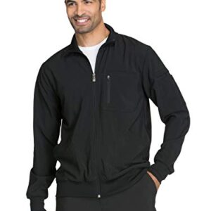 Cherokee Men's Zipper Warm-Up Jacket with Side Panels and Collar Cuffs CK305A, L, Black